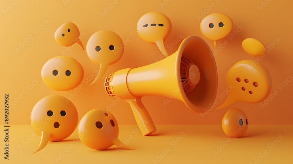 3d megaphone speaker or loudspeaker for announce. Comment reply is ...