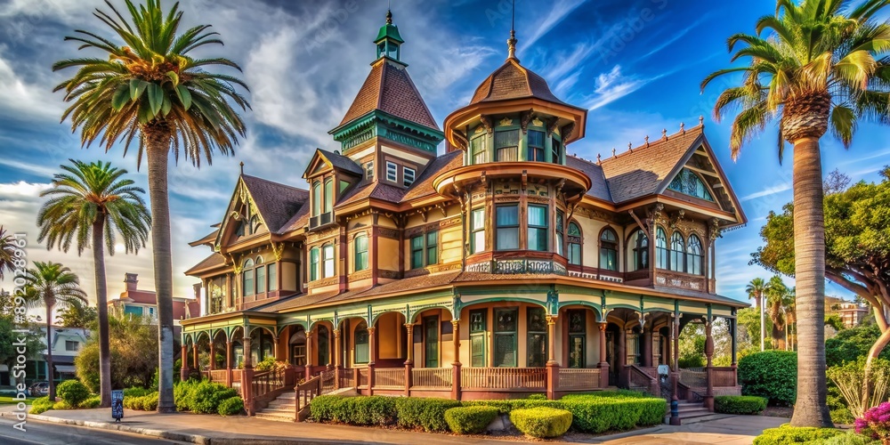 Majestic Victorian-era building with ornate facade, turned wooden ...