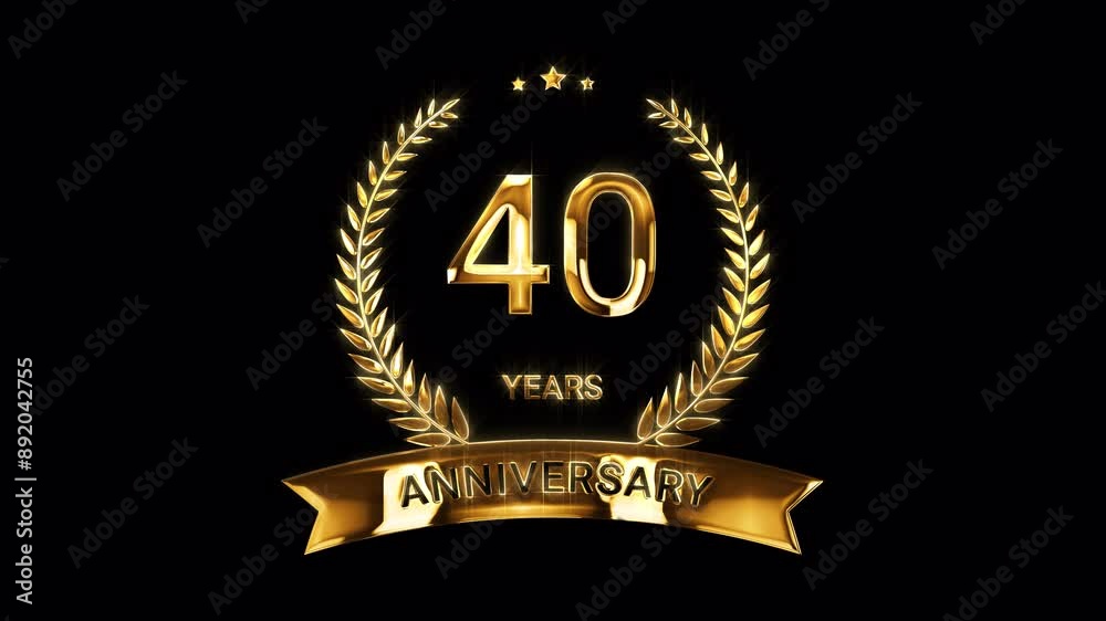 40th Anniversary Celebration. Golden 40 Years Anniversary Animation in ...