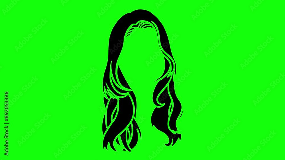 wavy illustration video animation curly long fashion silhouette ...