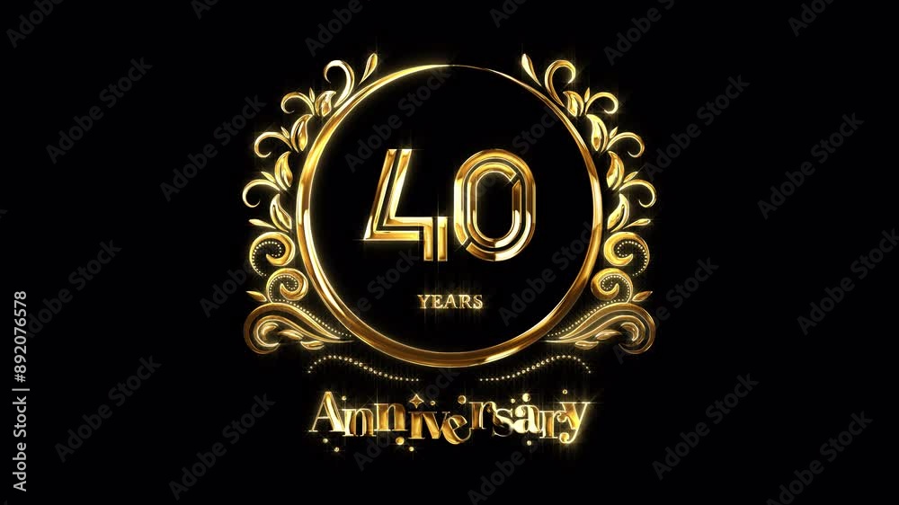 40th Anniversary Celebration. Golden 40 Years Anniversary Animation in ...