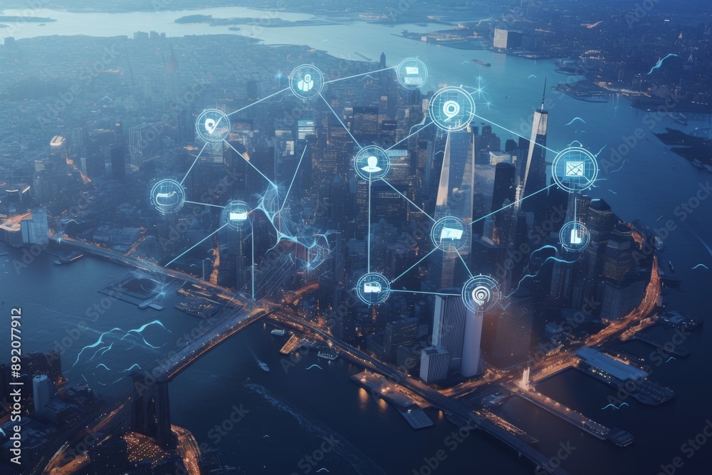 Blockchain Finance Integration: A Digital Map of the USA Highlighting ...