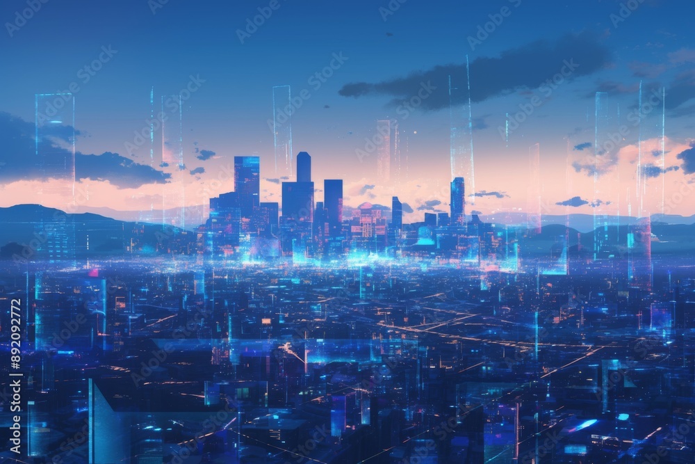 Digital Infrastructure Landscape: A Surreal Vista of Skyscrapers ...