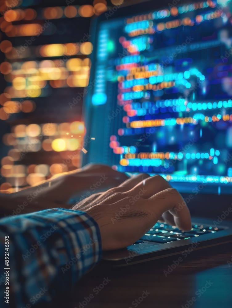 Programmer Working On Their Professional Development Types On A Laptop Computer Keyboard Coding