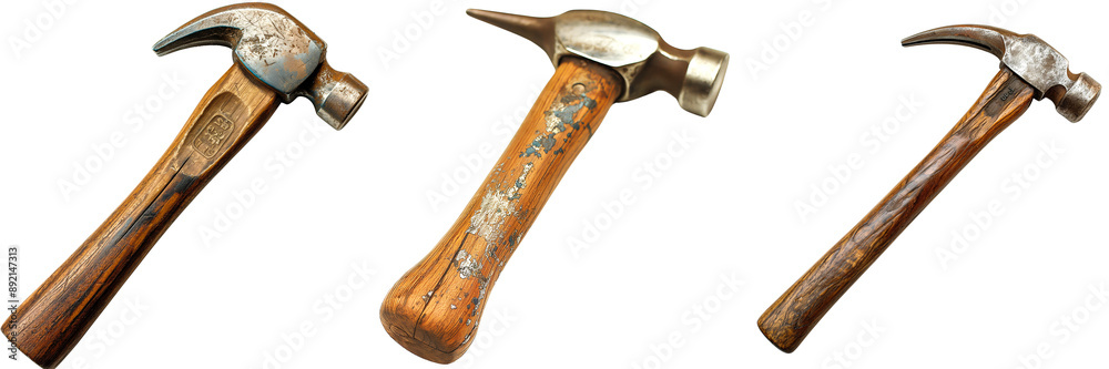 A set of 3 Ball Peen Hammers on a transparent background, Architecture ...