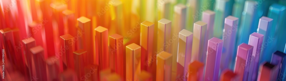 Colorful bars 3D histogram, depth effect, realistic, studio lighting ...