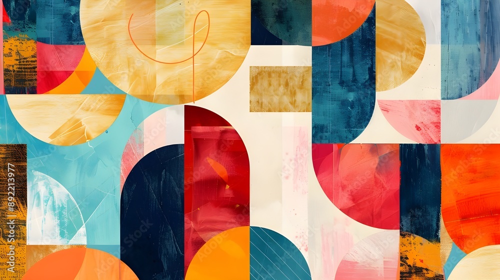 Abstract modern art from the mid-1900s set against a bohemian backdrop ...