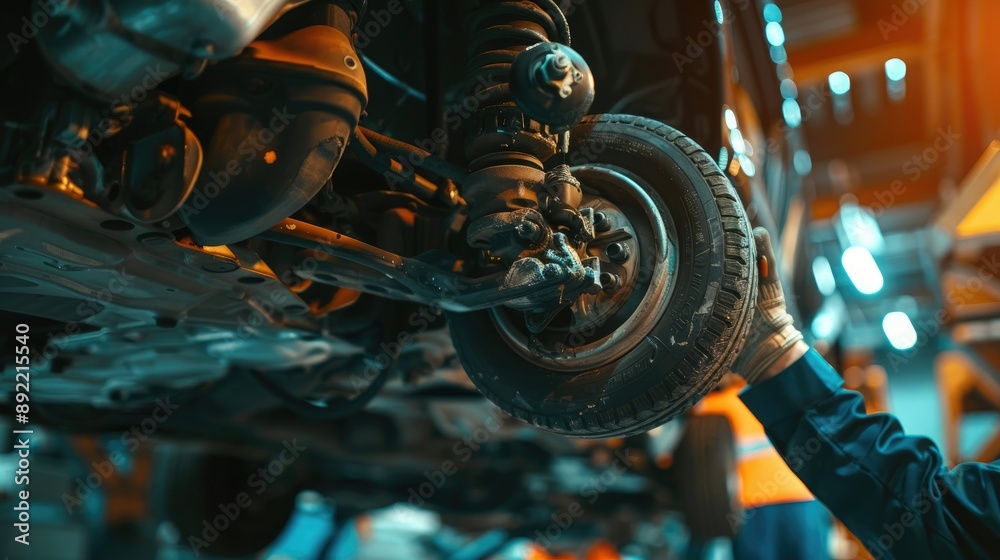 car repair service Mechanic is putting lubricating grease into bearings ...