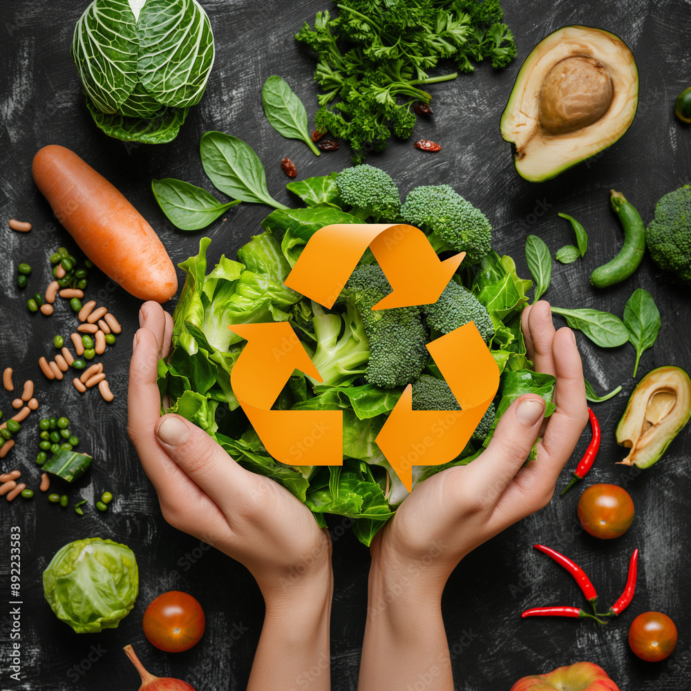 Reduce food waste text, ways to stop food waste using icon, sustainable ...