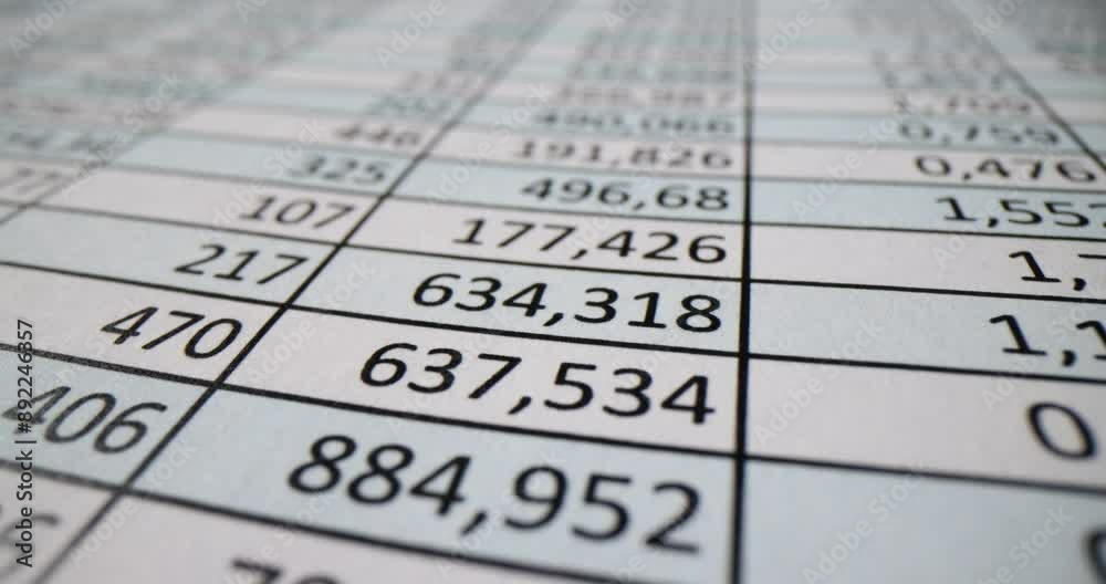 Colourful table with rows and columns filled with costs. Table ...