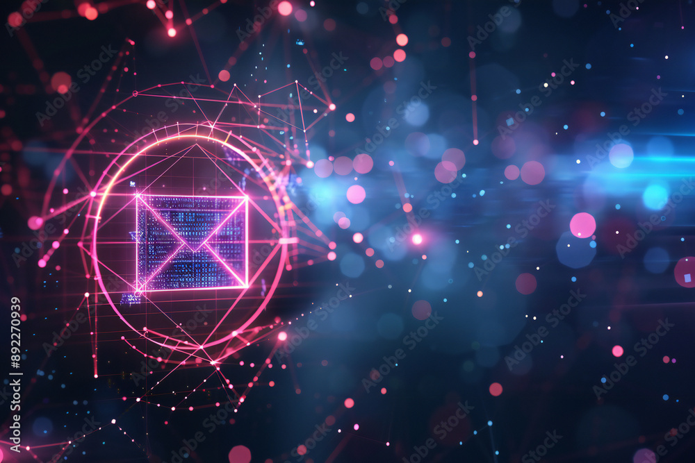 Futuristic Digital Email Icon with High-Tech Communication and ...