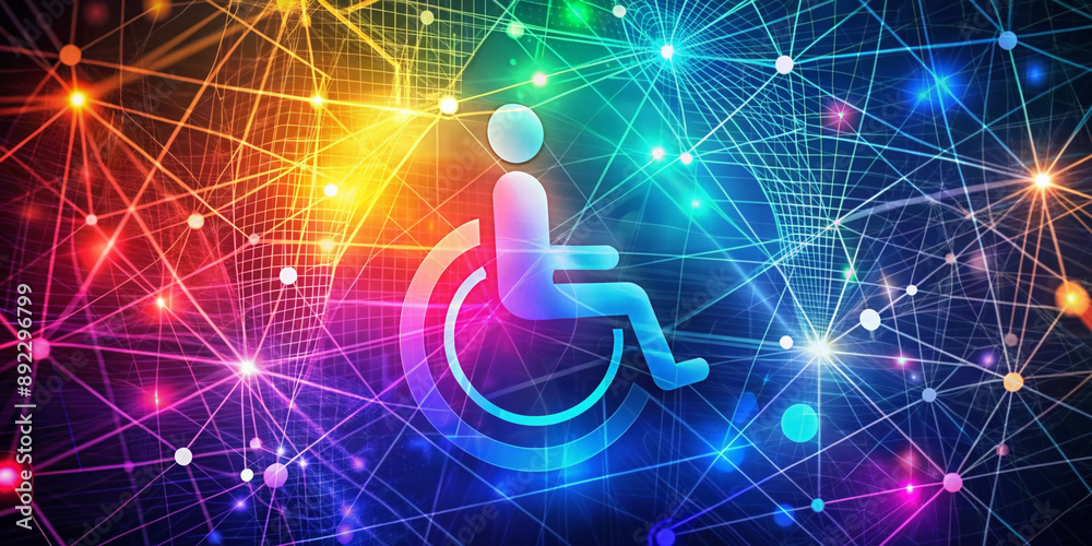 Colorful abstract background with wheelchair accessibility icon ...