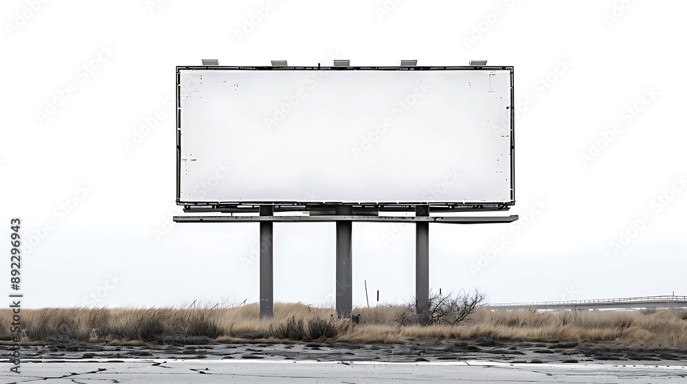 Full-length portrait photo of a white background billboard sign with a ...