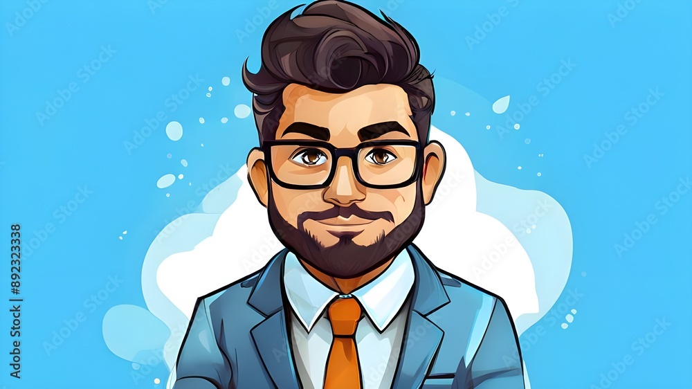 Business Entrepreneur Cartoon Style Illustration in Full HD on White ...
