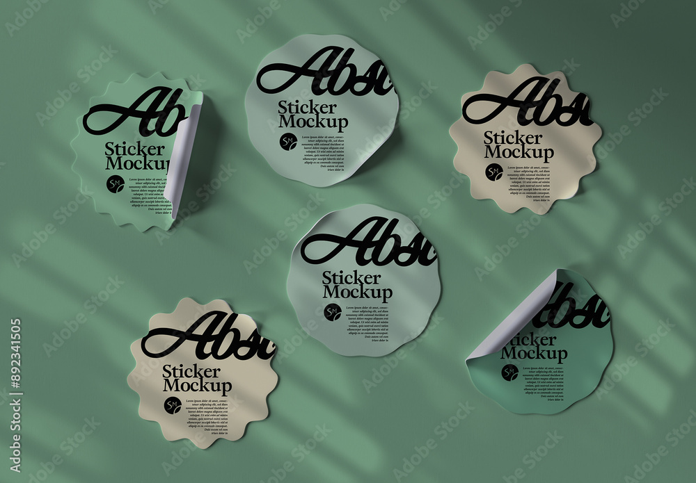Abstract Stickers Mockup Set with Curl Corners Stock Template | Adobe Stock