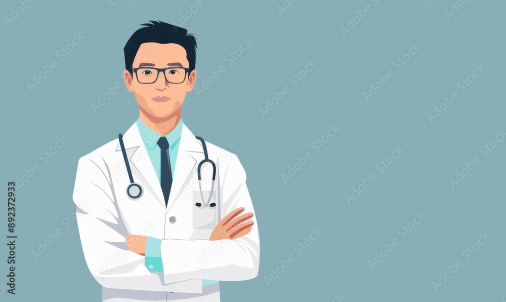 Abstract Medical Illustration: Confident Male Doctor Standing with ...