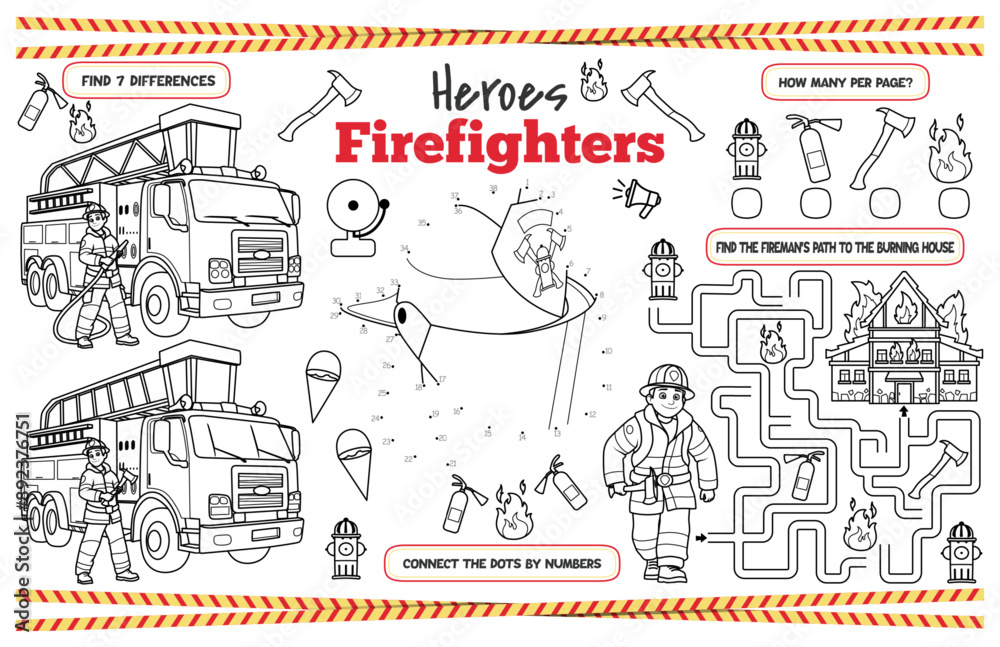 Festive placemat for children. Printable activity sheet "Heroes ...