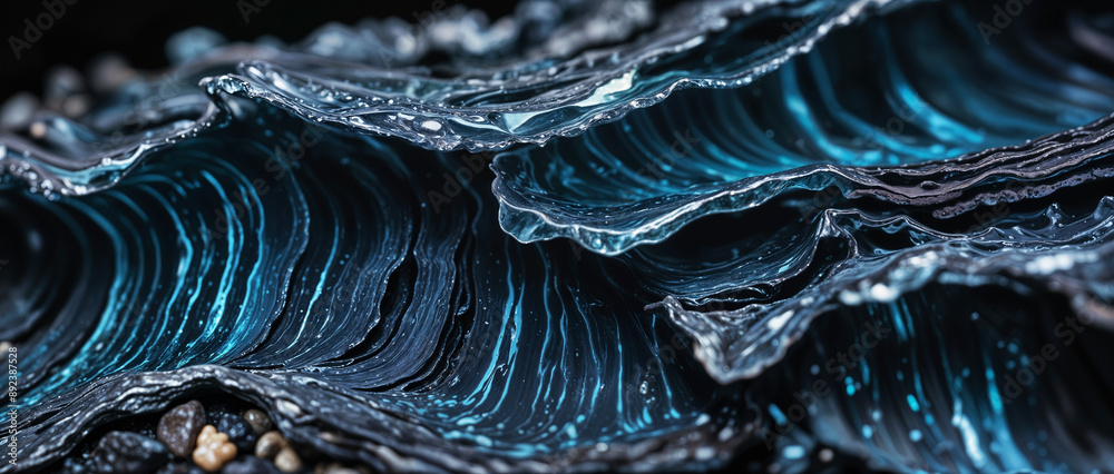 Dark blue eroded magma rock texture with flowing curve channels and ...