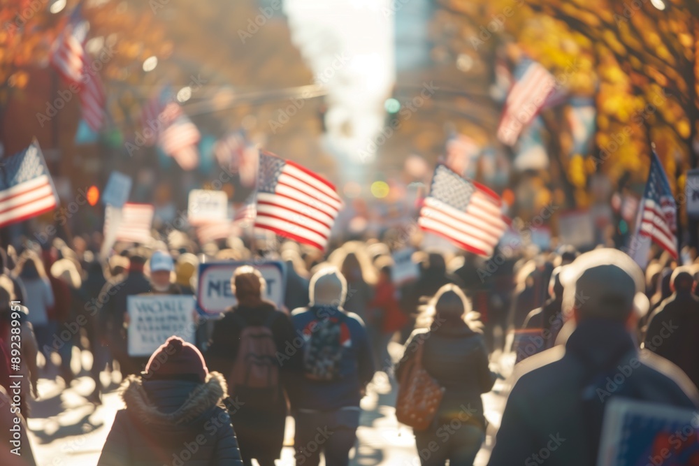 Background blur of crowd at political rally in the United States ...