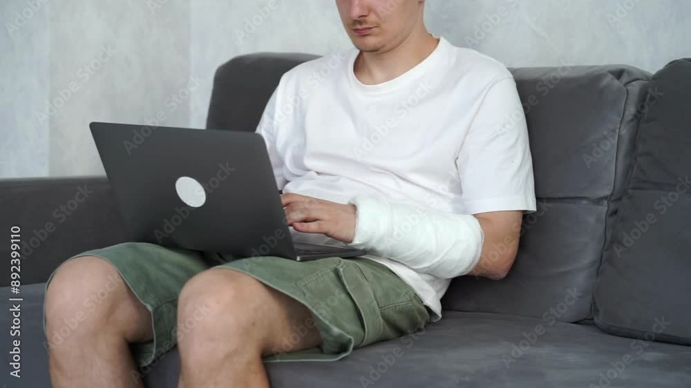 fracture, injury, arm, bandage, plaster, dressing, pain, young, 25-30 ...