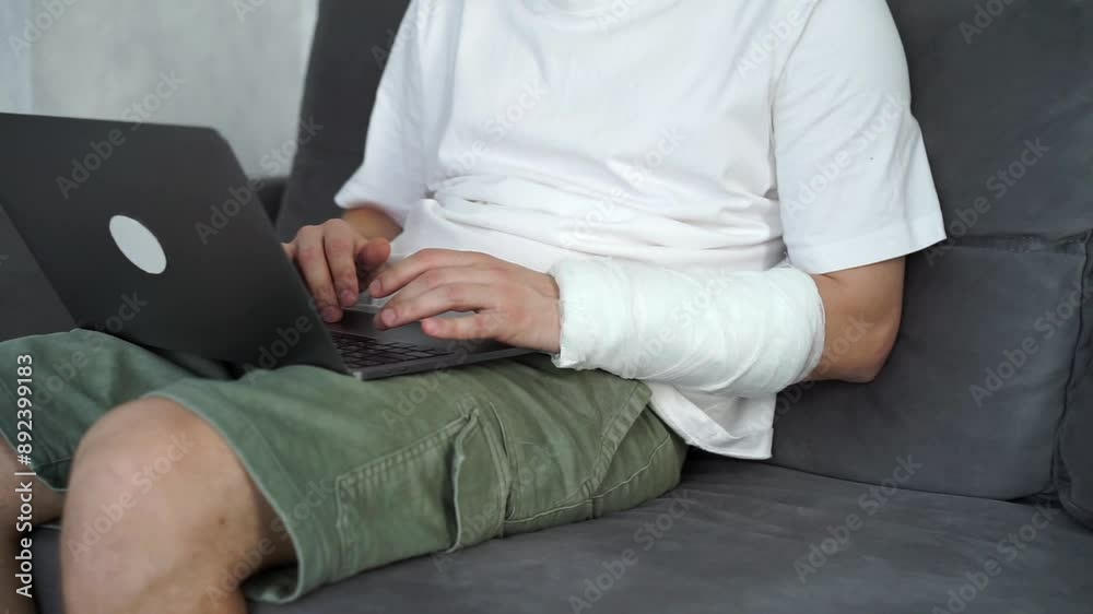 fracture, injury, arm, bandage, plaster, dressing, pain, young, 25-30 ...