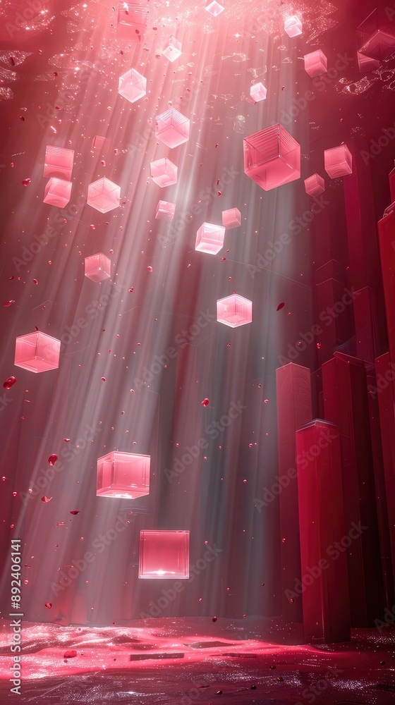 move in rotating flow rotate in space,of balls in stream,Abstract red ...