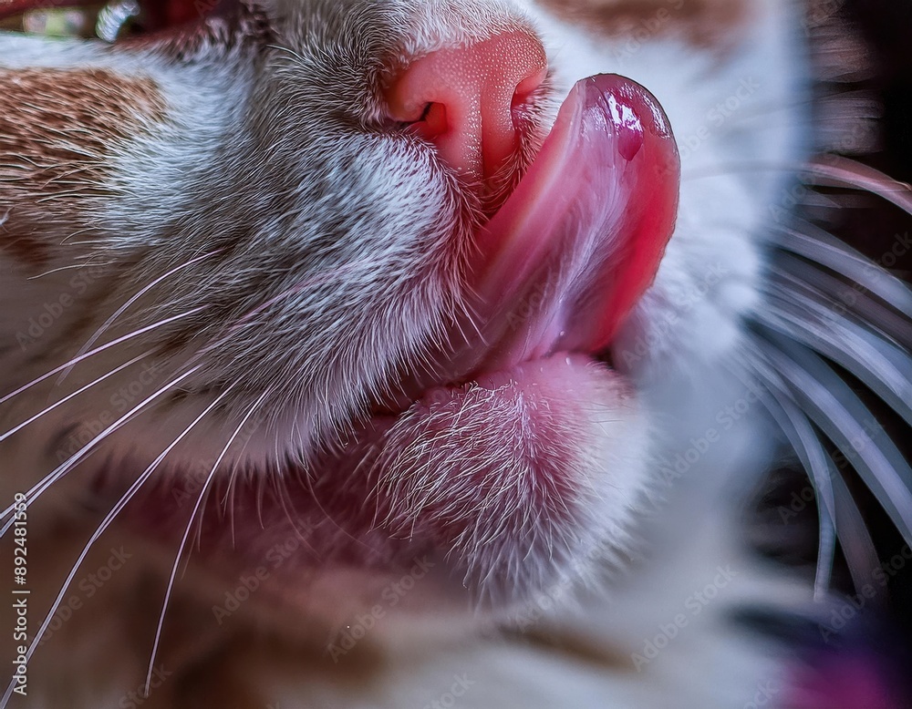Cat's Tongue Close-Up: A Detailed Look at the Spiky Surface Stock Photo | Adobe Stock