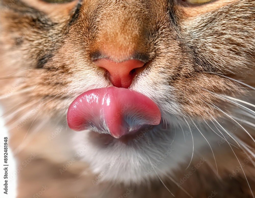 Cat's Tongue Close-Up: A Detailed Look at the Spiky Surface Stock Photo | Adobe Stock