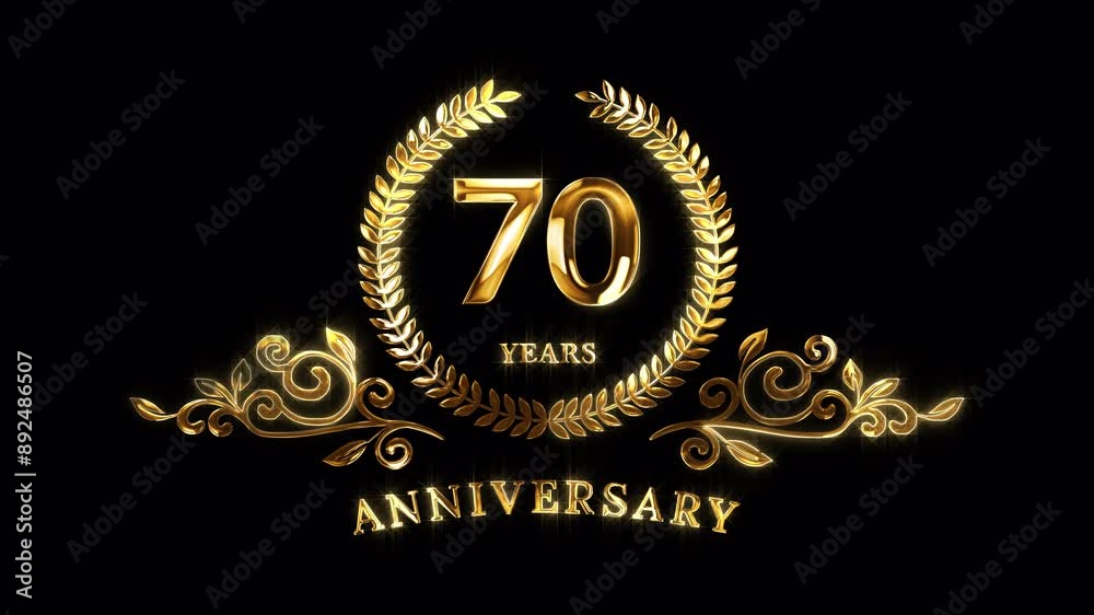 70th Anniversary Celebration. Golden 70 Years Anniversary Animation in ...