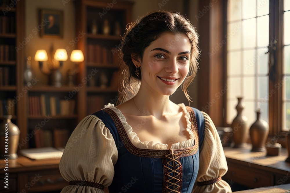 Medieval peasant woman in modern office, antiquated old fashioned ways ... Medieval peasant woman in modern office, antiquated old fashioned ways ...
