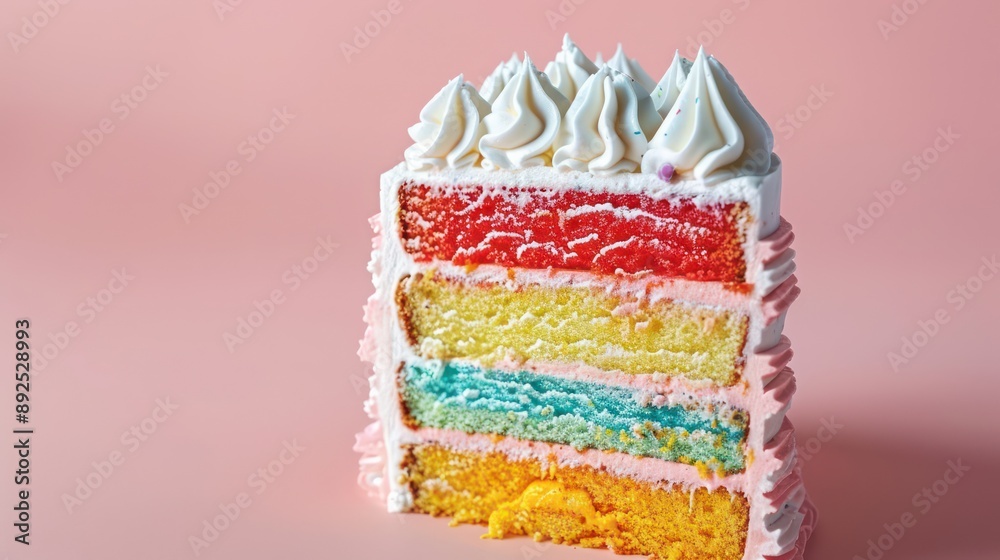 playful candy cake with layers of different flavored frostings on a ...