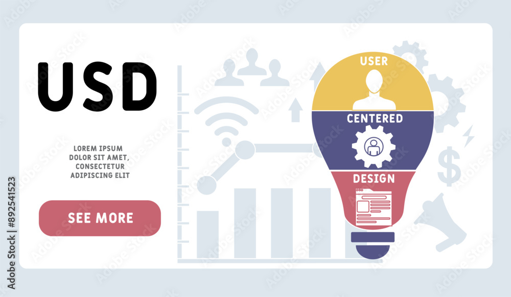 USD - User Centered Design acronym. business concept background. vector ...