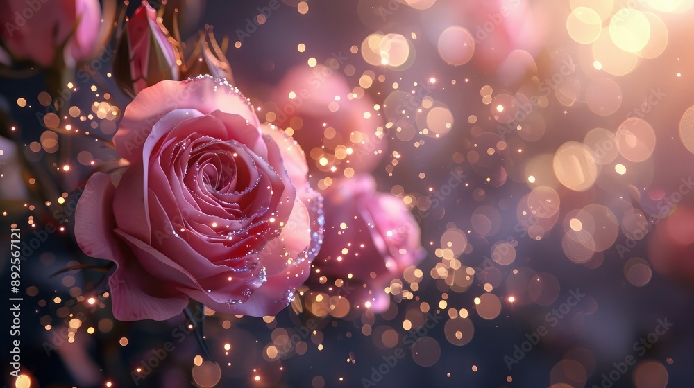 Red rose on abstract background with bokeh lights,Roses Design ...