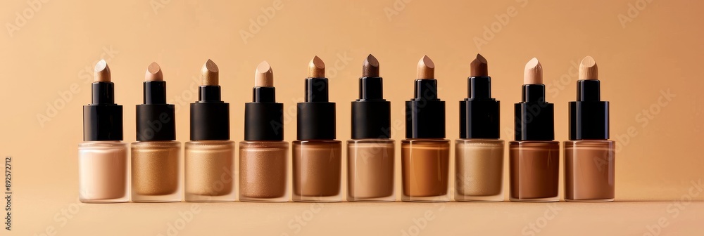 Diverse Foundation Shades for Inclusive Beauty - A row of foundation ...