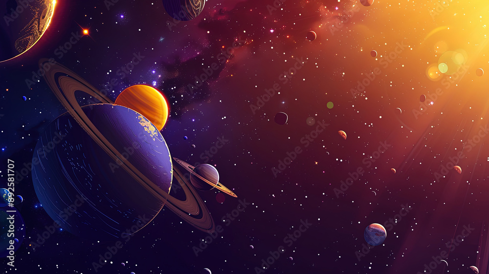 Solar system planets in deep space. Solar system planet, comet, sun and ...