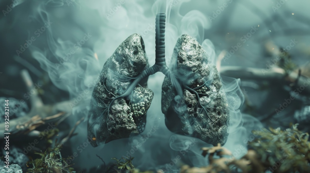 Smoke-Damaged Lungs: A Striking Symbol of Air Pollution - A pair of ...