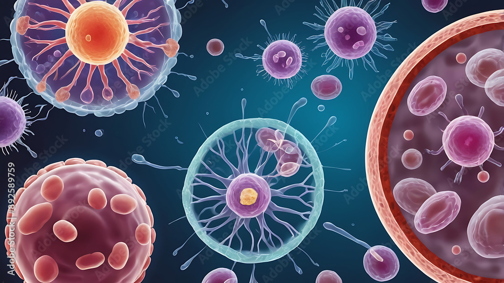 An illustration of stem cells transforming into different types of ...