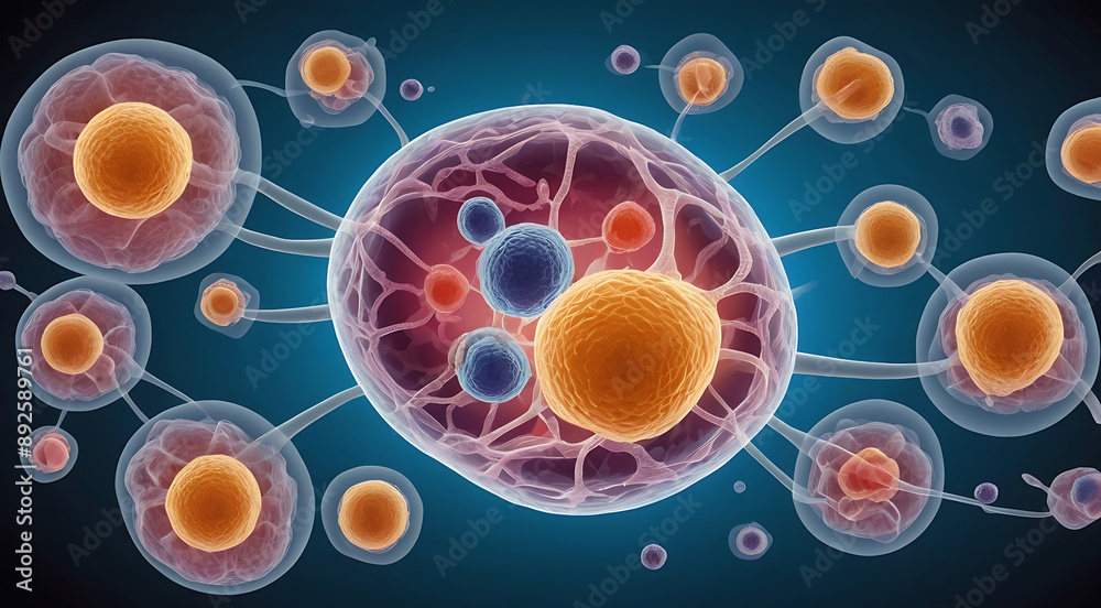 An illustration of stem cells transforming into different types of ...