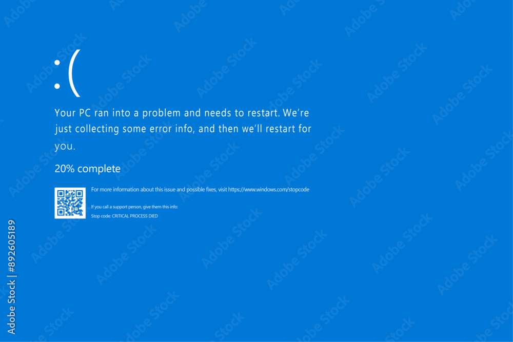 Vector Illustration of blue screen of death (bsod) with Critical ...