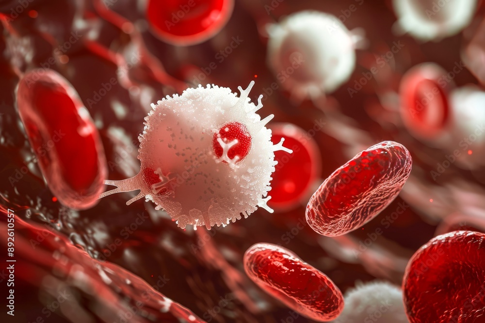 White Blood Cell Adhesion: An image of a white blood cell adhering to ...