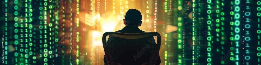 Late Night Programmer: Silhouette of Coder Working on Laptop in Dark ...