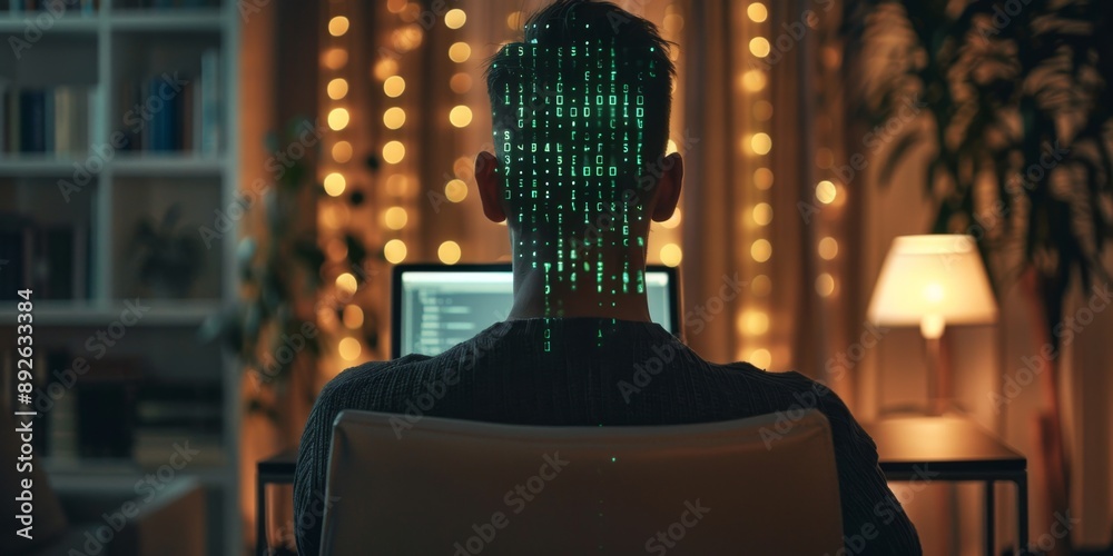 Late Night Programmer: Silhouette of Coder Working on Laptop in Dark ... Late Night Programmer: Silhouette of Coder Working on Laptop in Dark ...