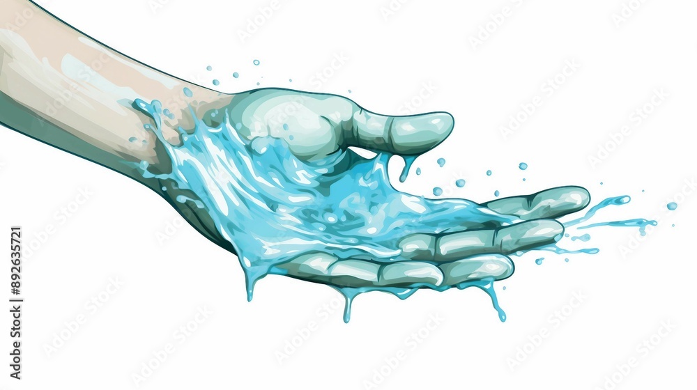 Clean Hands Concept - Vector Illustration of Washing Hands with Soap ...