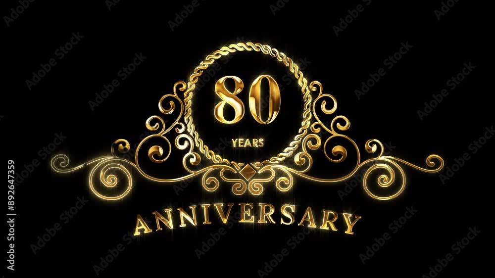 80th Anniversary Celebration. Golden 80 Years Anniversary Animation in ...