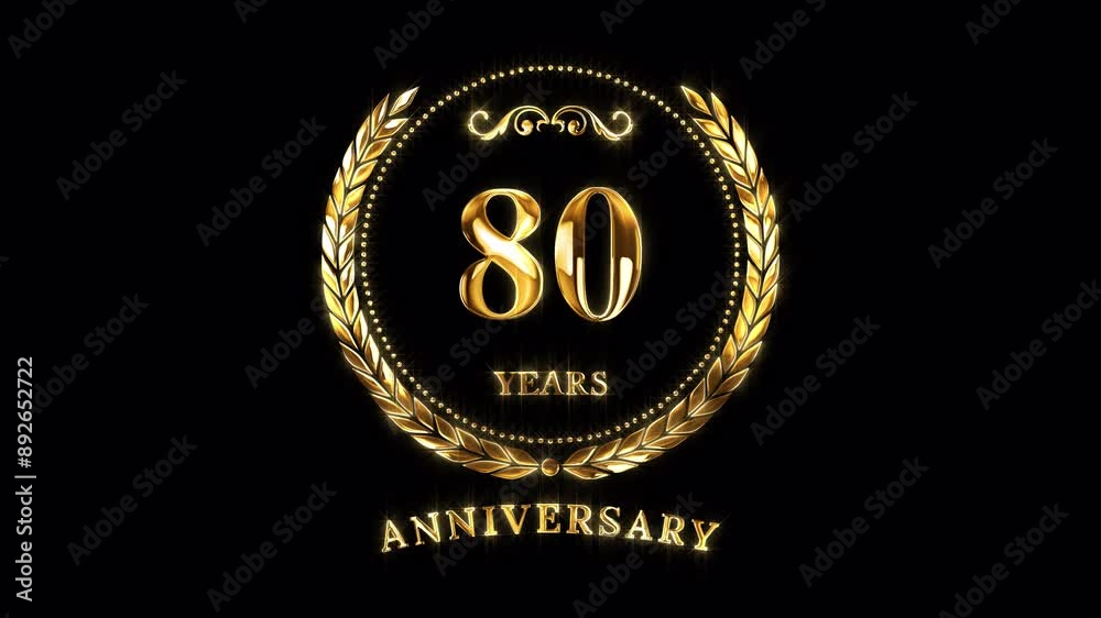 80th Anniversary Celebration. Golden 80 Years Anniversary Animation in ...