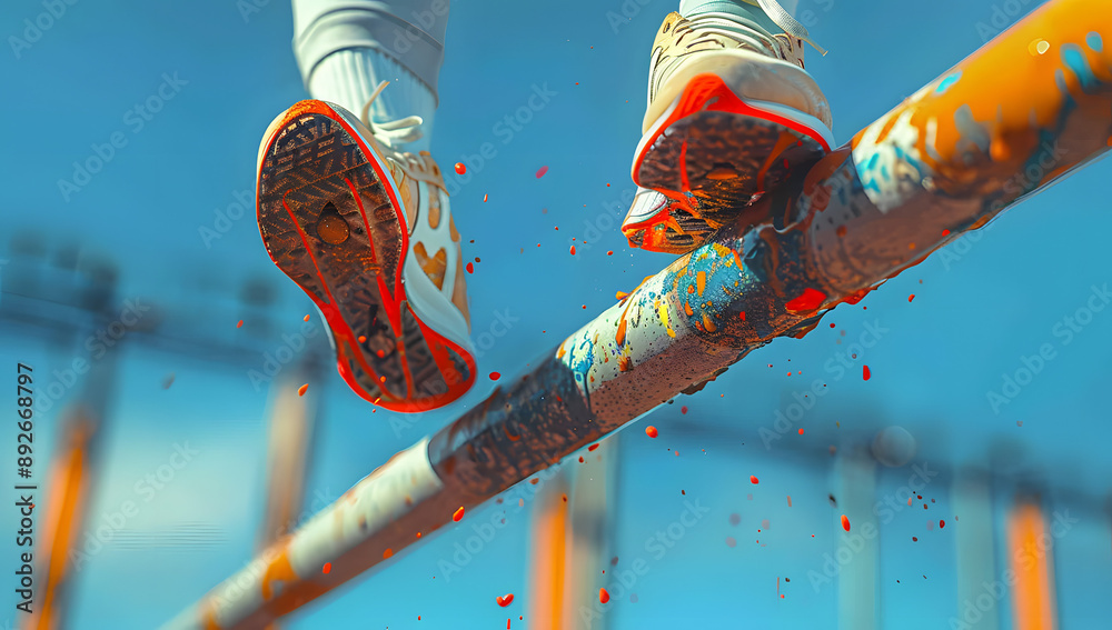 Elevated High Jump at the Olympics - Athlete Clearing the Bar with ...