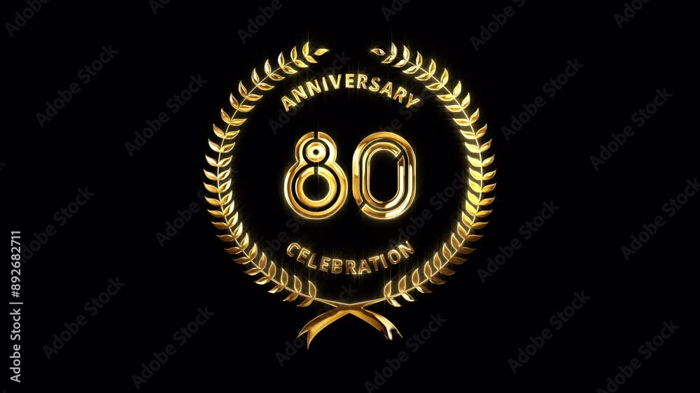 80th Anniversary Celebration. Golden 80 Years Anniversary Animation in ...