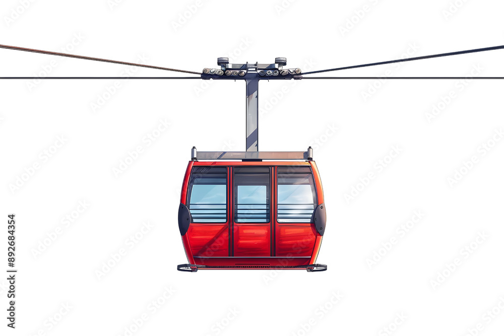 Scenic Cable Car Riding Over Majestic Urban Skyline with Towering ...