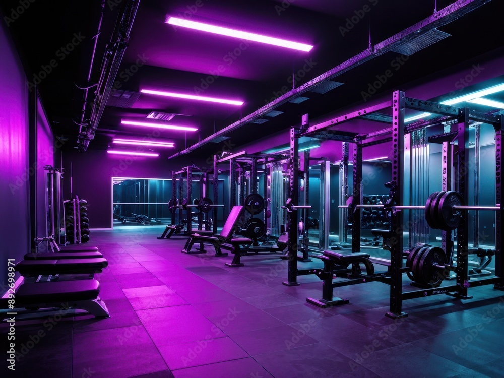 Temple of Iron: Modern Gym's Strength Training Mecca - A Wide-Angle Perspective. Wide-Angle View ...
