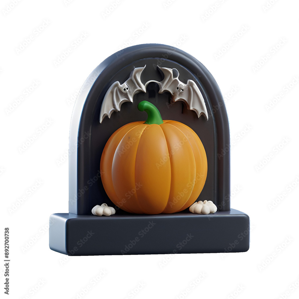 3D Halloween tombstone with a cute, childlike design, cracks, and ...